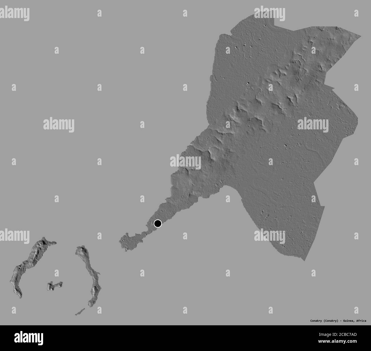 Shape of Conakry, region of Guinea, with its capital isolated on a ...
