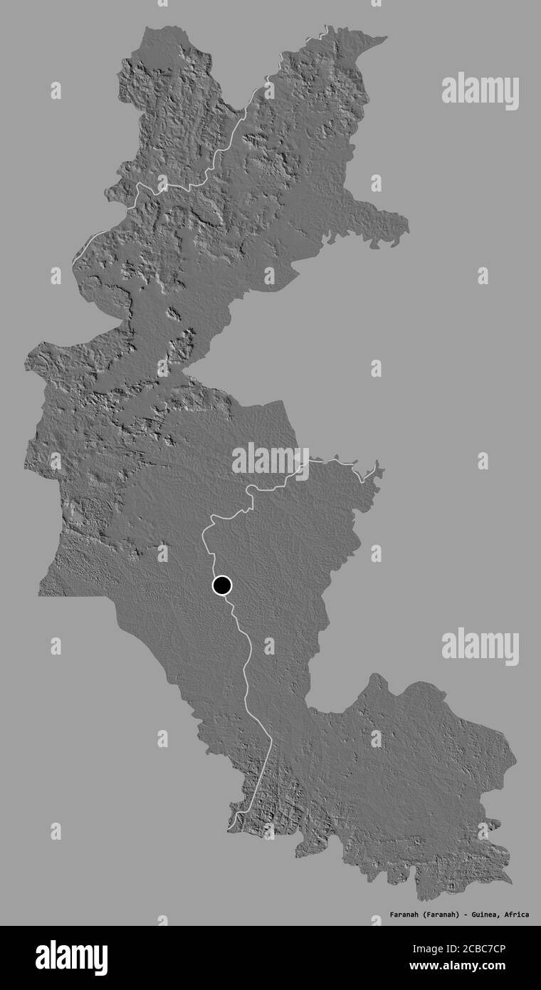 Shape of Faranah, region of Guinea, with its capital isolated on a ...