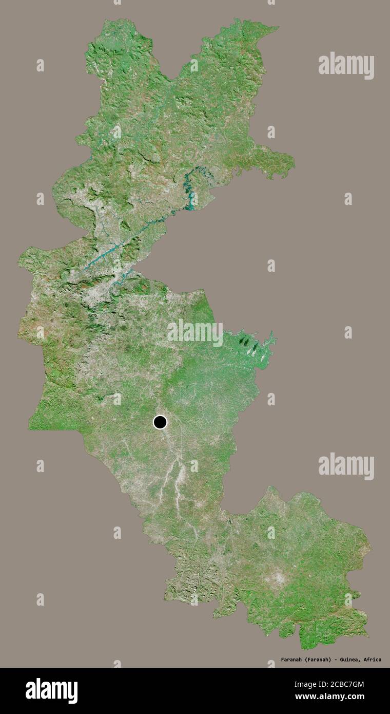 Shape of Faranah, region of Guinea, with its capital isolated on a ...