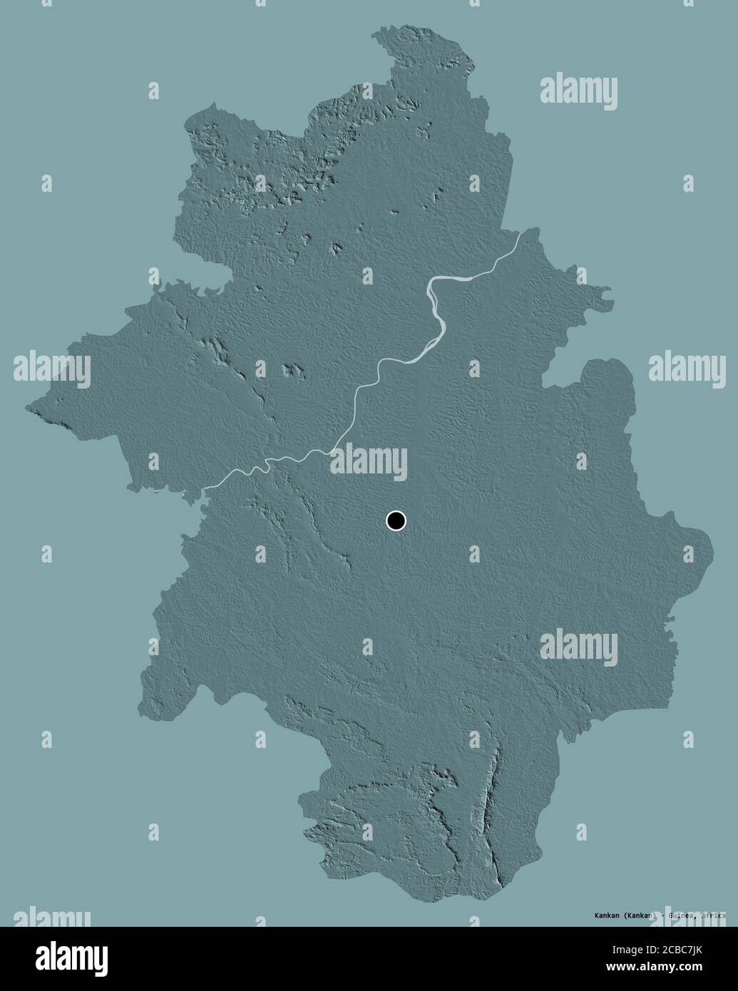 Shape of Kankan, region of Guinea, with its capital isolated on a solid ...