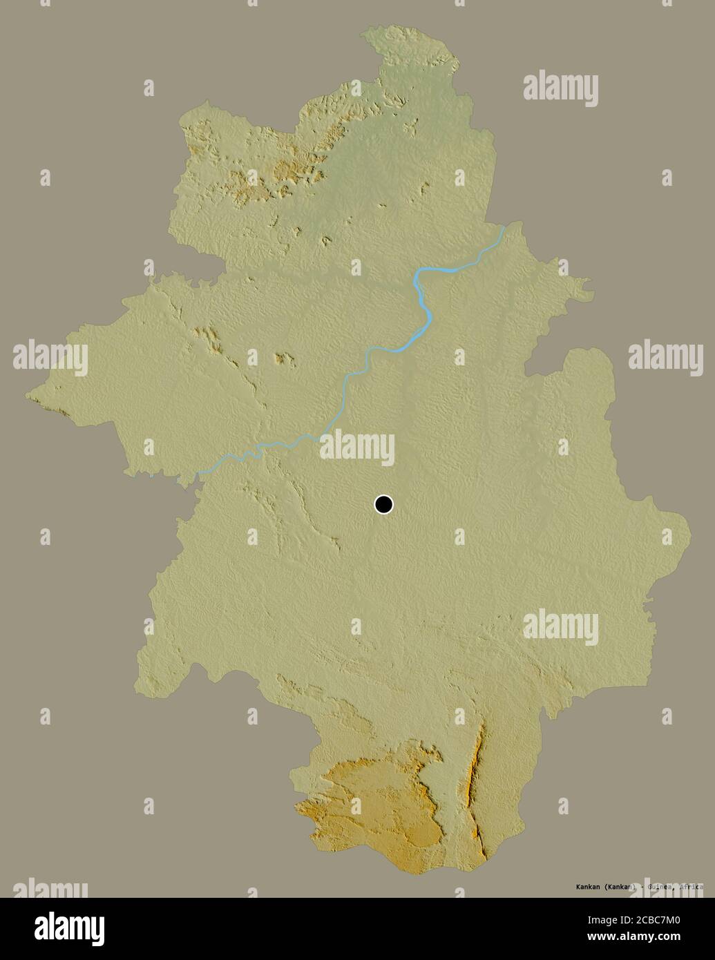 Shape of Kankan, region of Guinea, with its capital isolated on a solid ...
