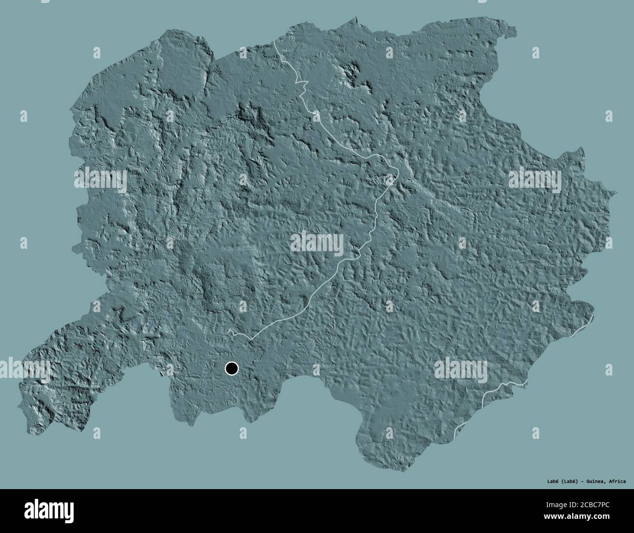 Shape of Labé, region of Guinea, with its capital isolated on a solid ...