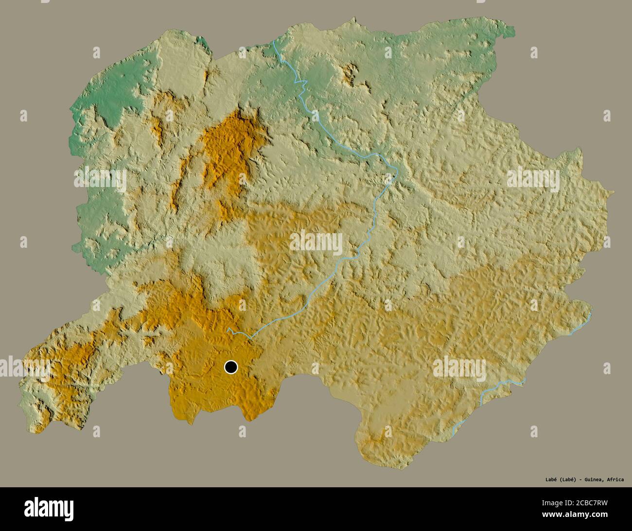 Shape of Labé, region of Guinea, with its capital isolated on a solid ...