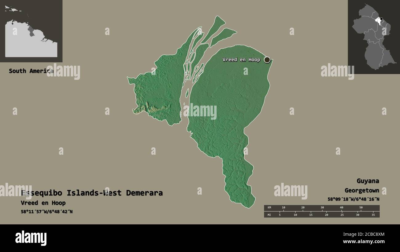 Shape of Essequibo Islands-West Demerara, region of Guyana, and its ...