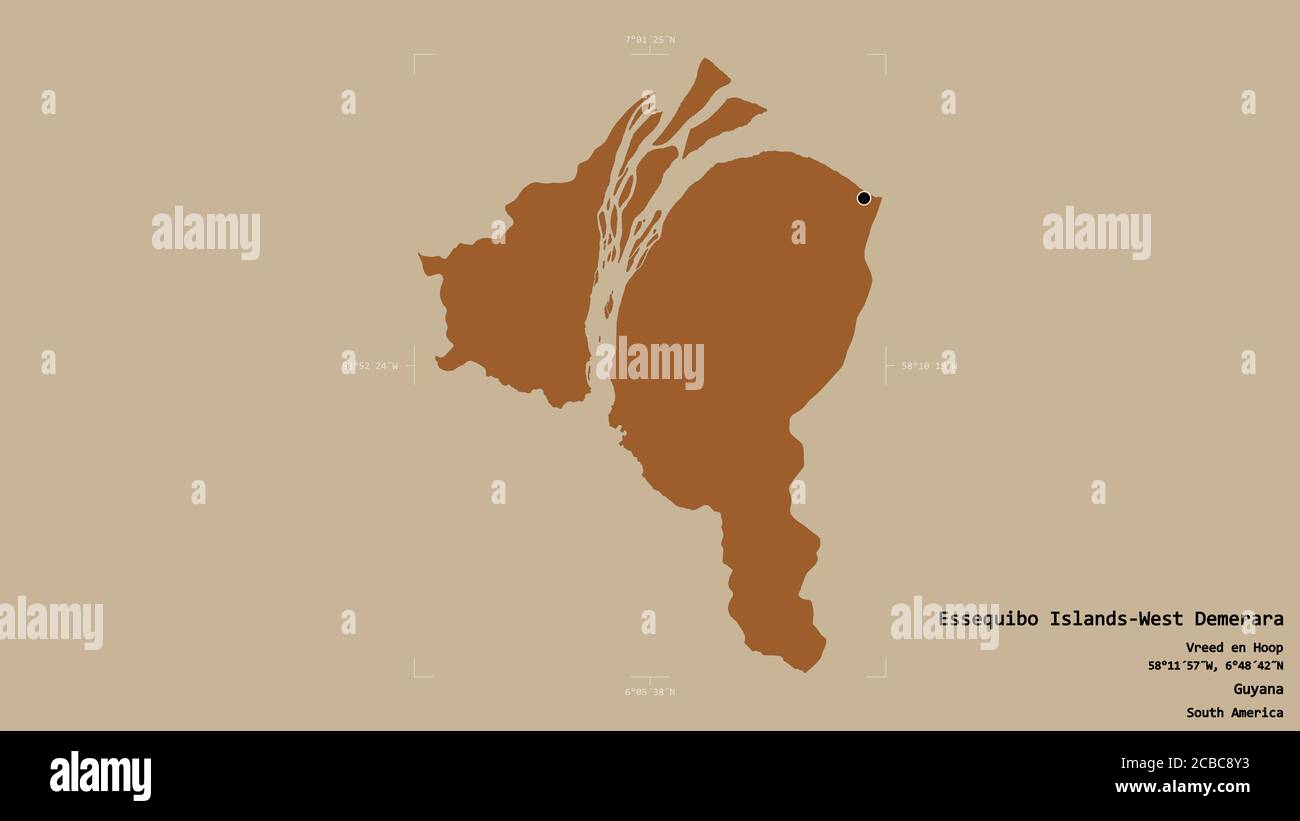 Area of Essequibo Islands-West Demerara, region of Guyana, isolated on ...