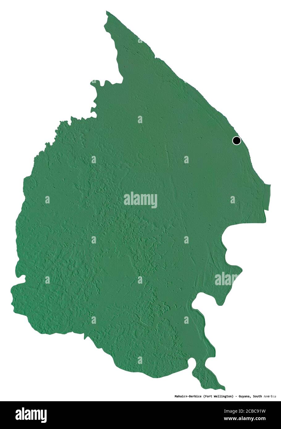 Shape of Mahaica-Berbice, region of Guyana, with its capital isolated ...