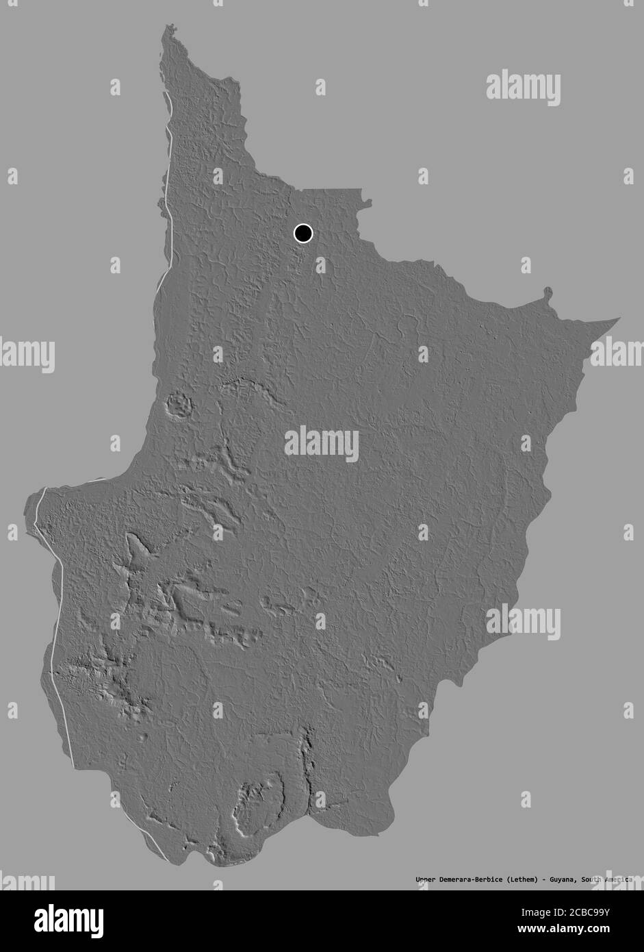 Shape of Upper Demerara-Berbice, region of Guyana, with its capital ...