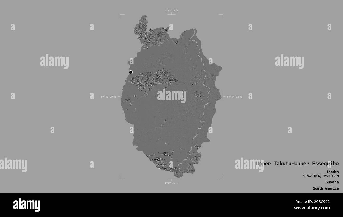 Area of Upper Takutu-Upper Essequibo, region of Guyana, isolated on a ...