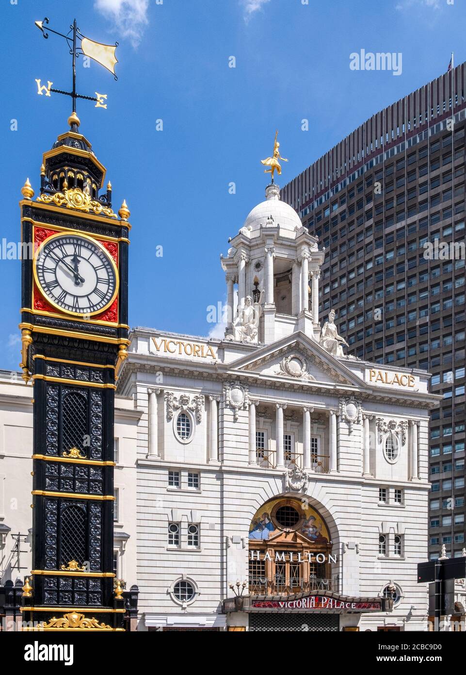 Little Ben and the Victoria Palace Theatre in Victoria in London Stock ...