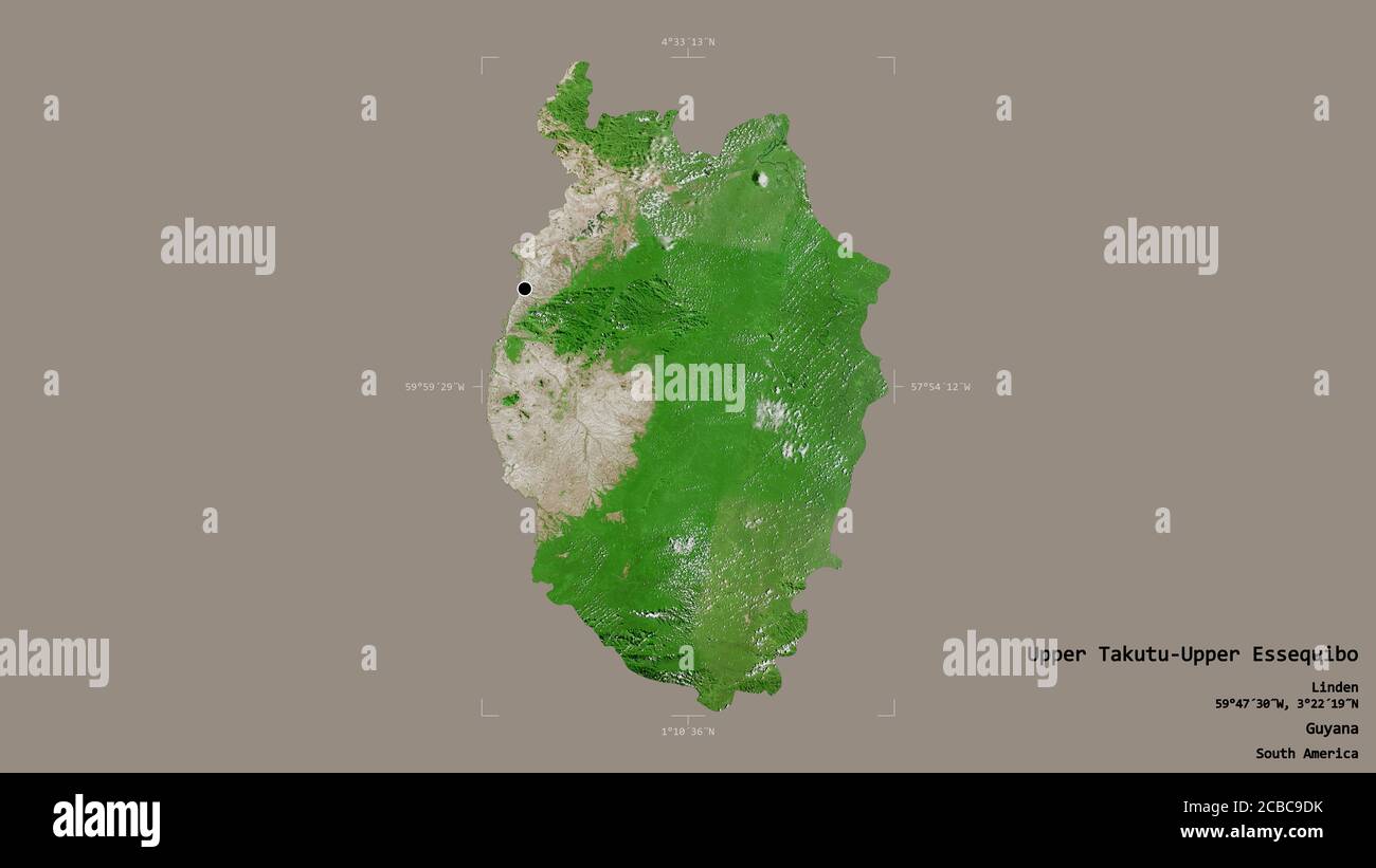 Area of Upper Takutu-Upper Essequibo, region of Guyana, isolated on a ...