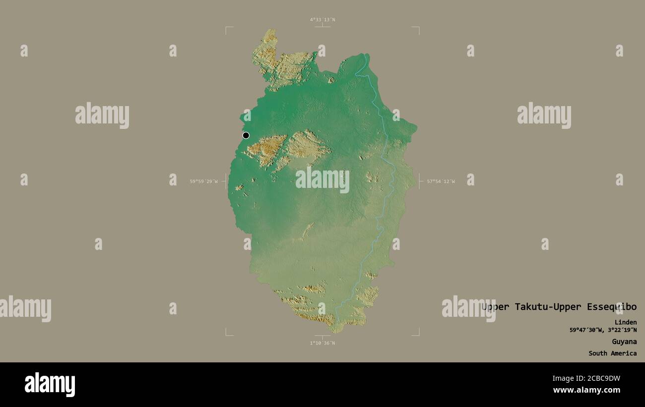 Area of Upper Takutu-Upper Essequibo, region of Guyana, isolated on a ...