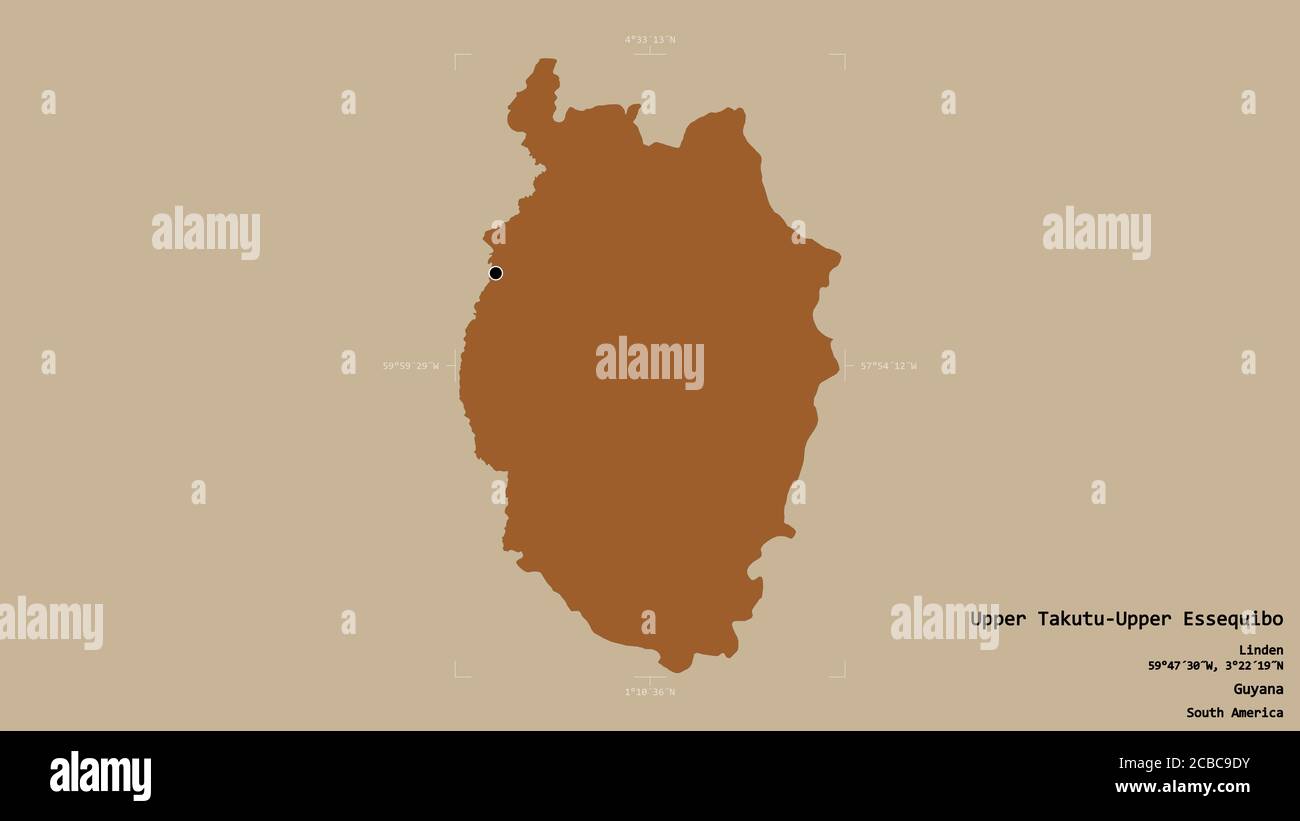 Area of Upper Takutu-Upper Essequibo, region of Guyana, isolated on a ...