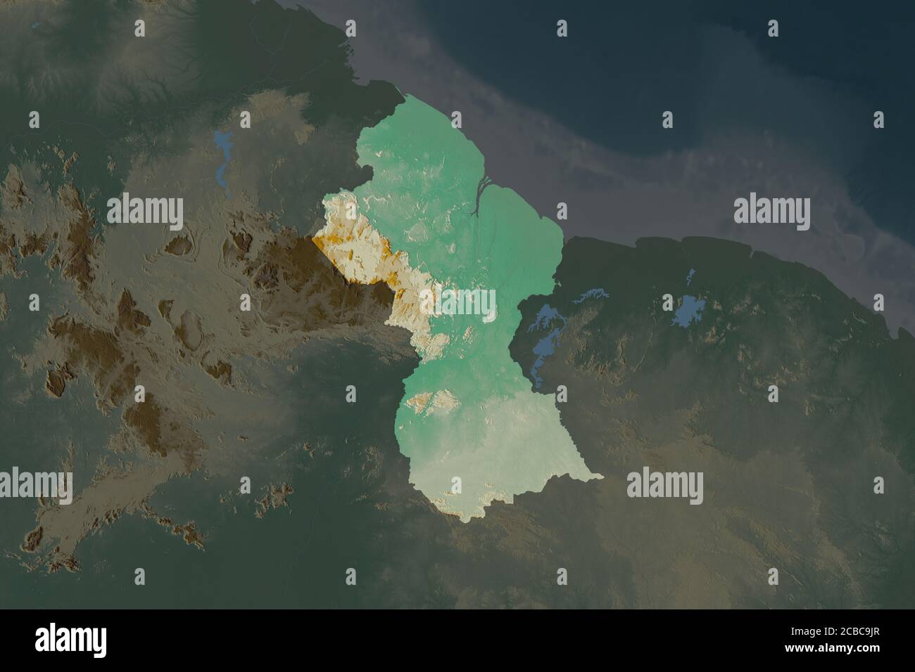 Shape of Guyana separated by the desaturation of neighboring areas ...