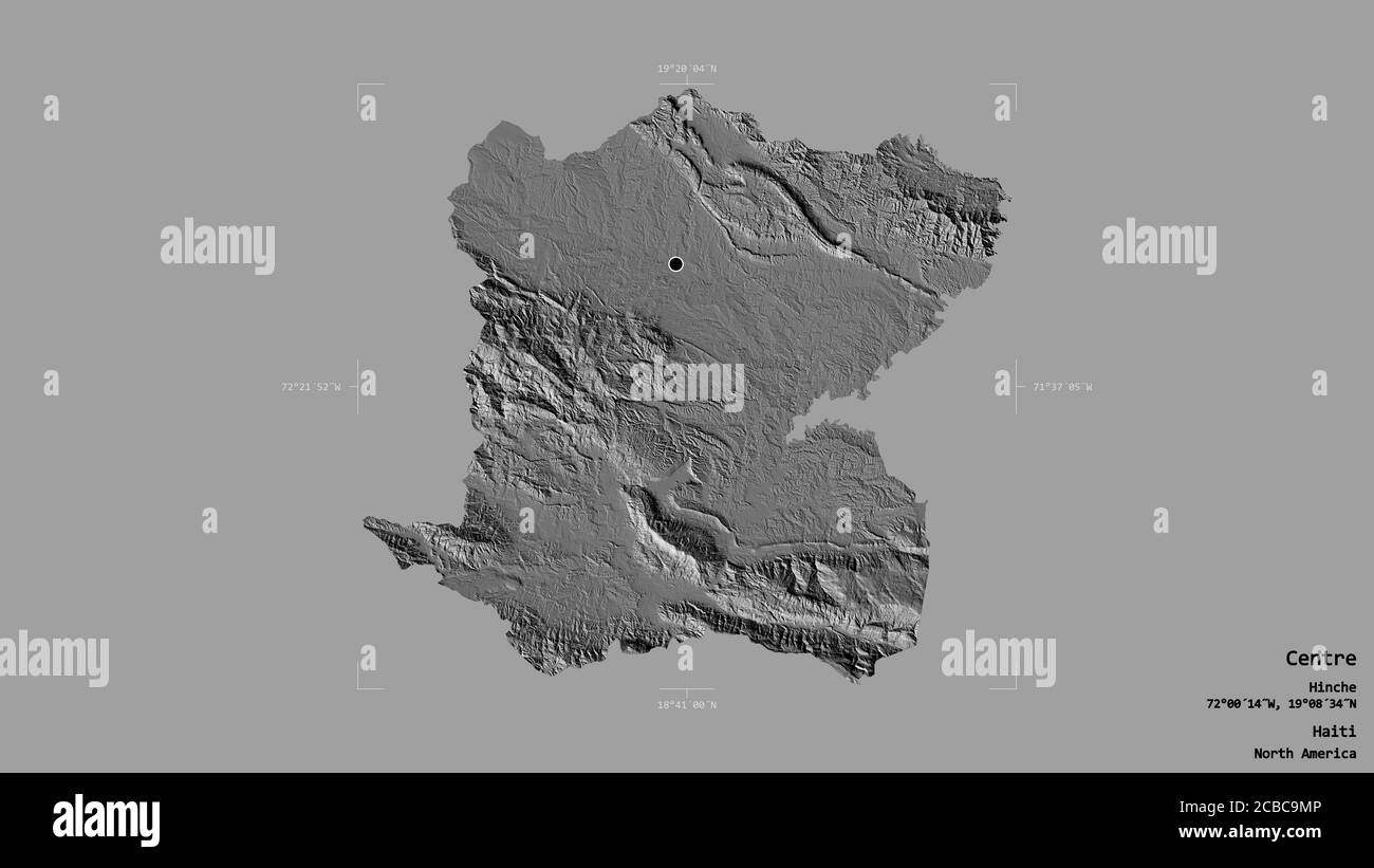 Area of Centre, department of Haiti, isolated on a solid background in ...