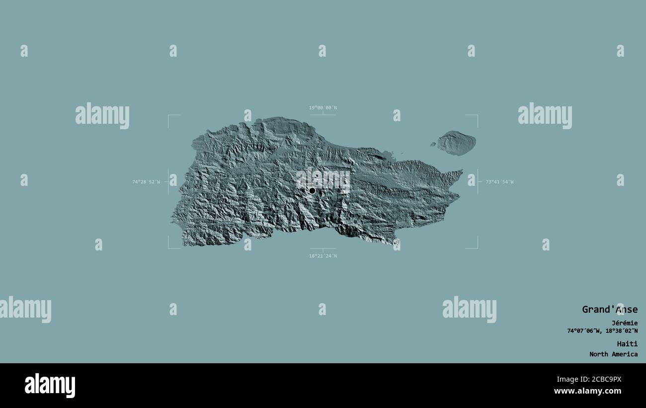 Area of Grand'Anse, department of Haiti, isolated on a solid background ...