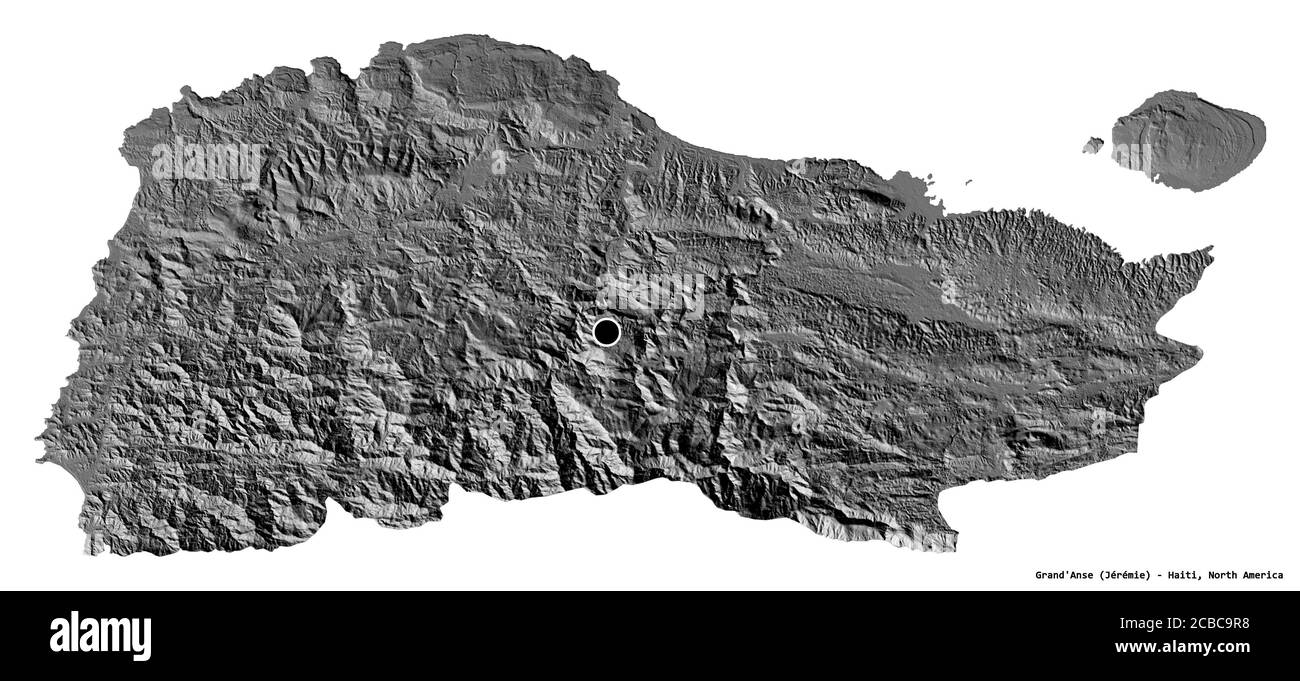 Shape of Grand'Anse, department of Haiti, with its capital isolated on ...