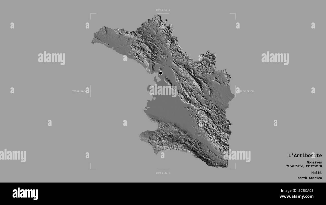 Area of L'Artibonite, department of Haiti, isolated on a solid ...