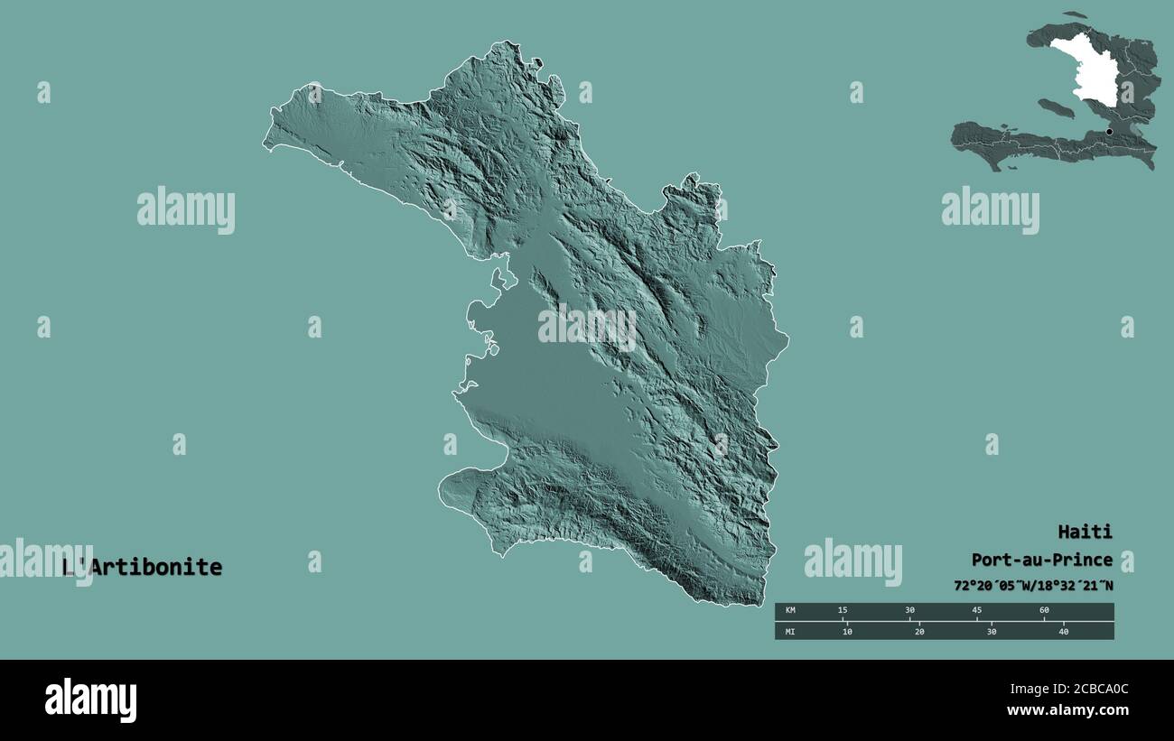 Shape of L'Artibonite, department of Haiti, with its capital isolated ...