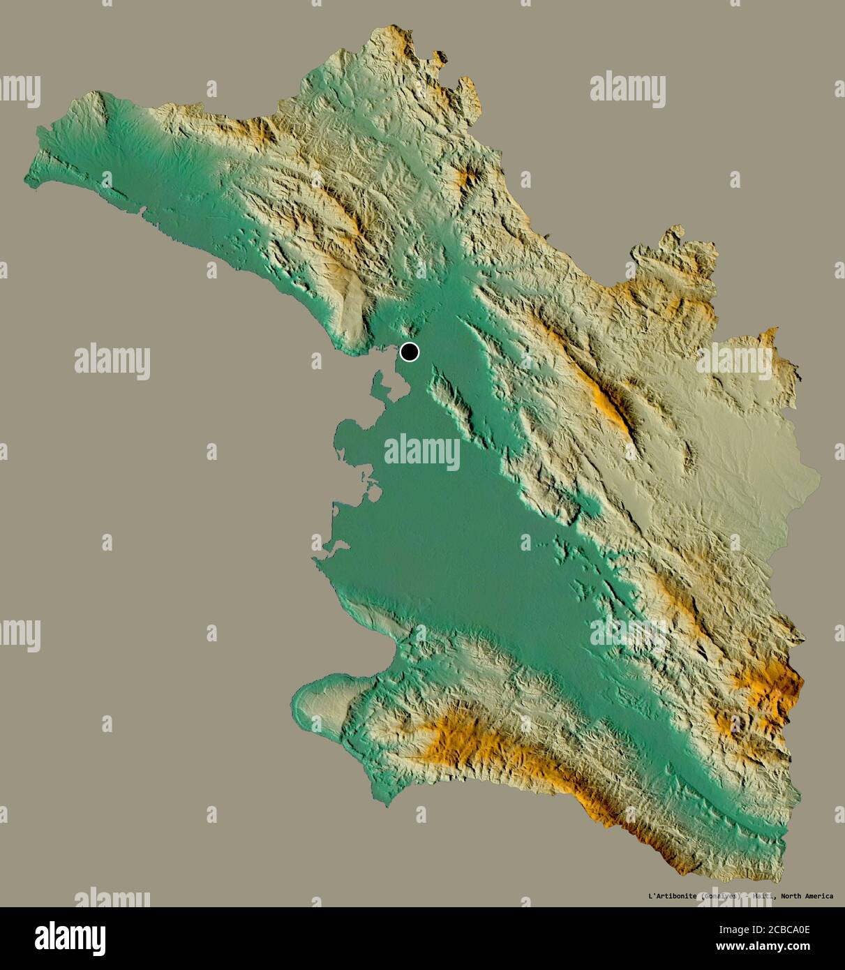 Shape of L'Artibonite, department of Haiti, with its capital isolated ...