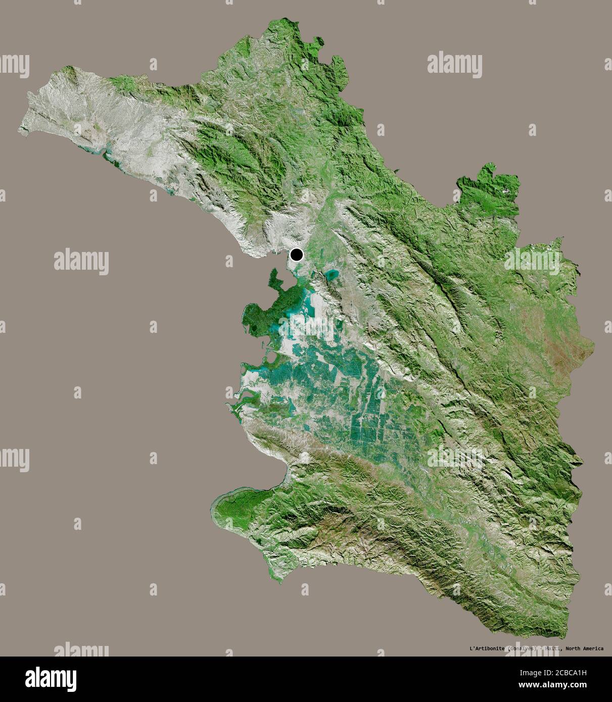 Shape of L'Artibonite, department of Haiti, with its capital isolated ...