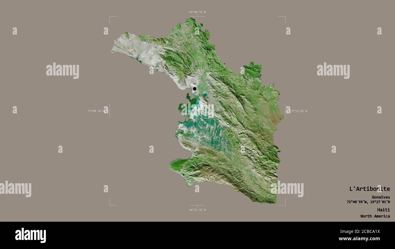 Area of L'Artibonite, department of Haiti, isolated on a solid ...