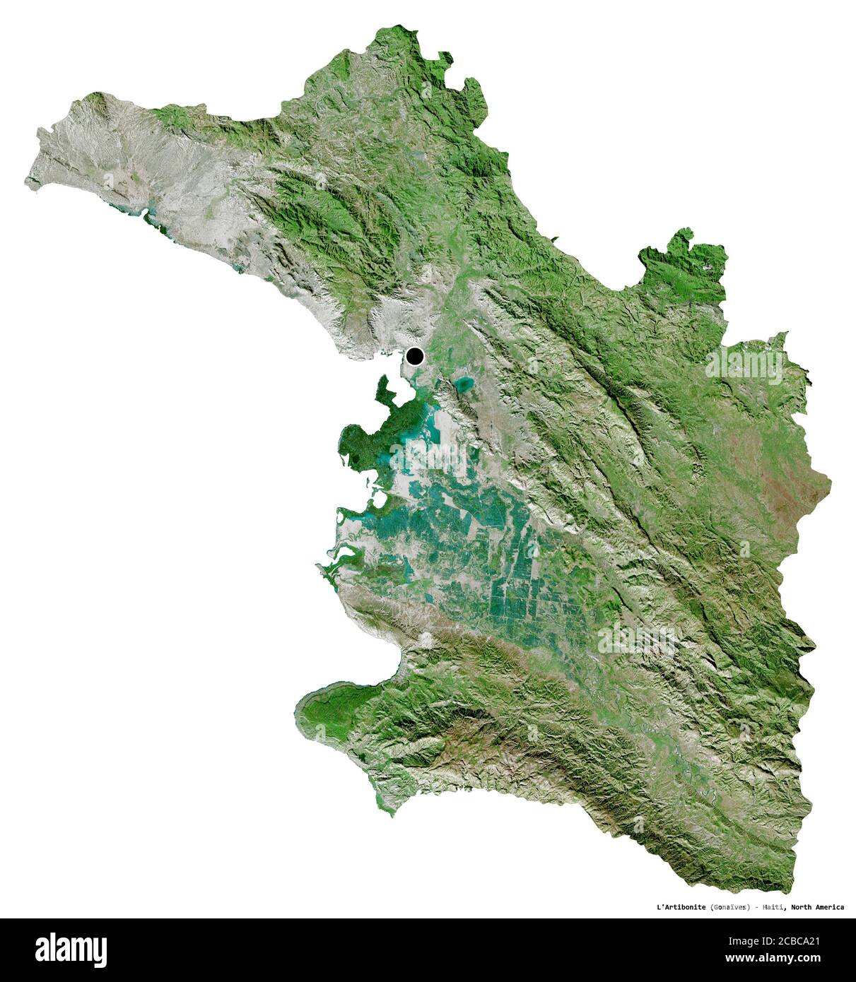 Shape of L'Artibonite, department of Haiti, with its capital isolated ...
