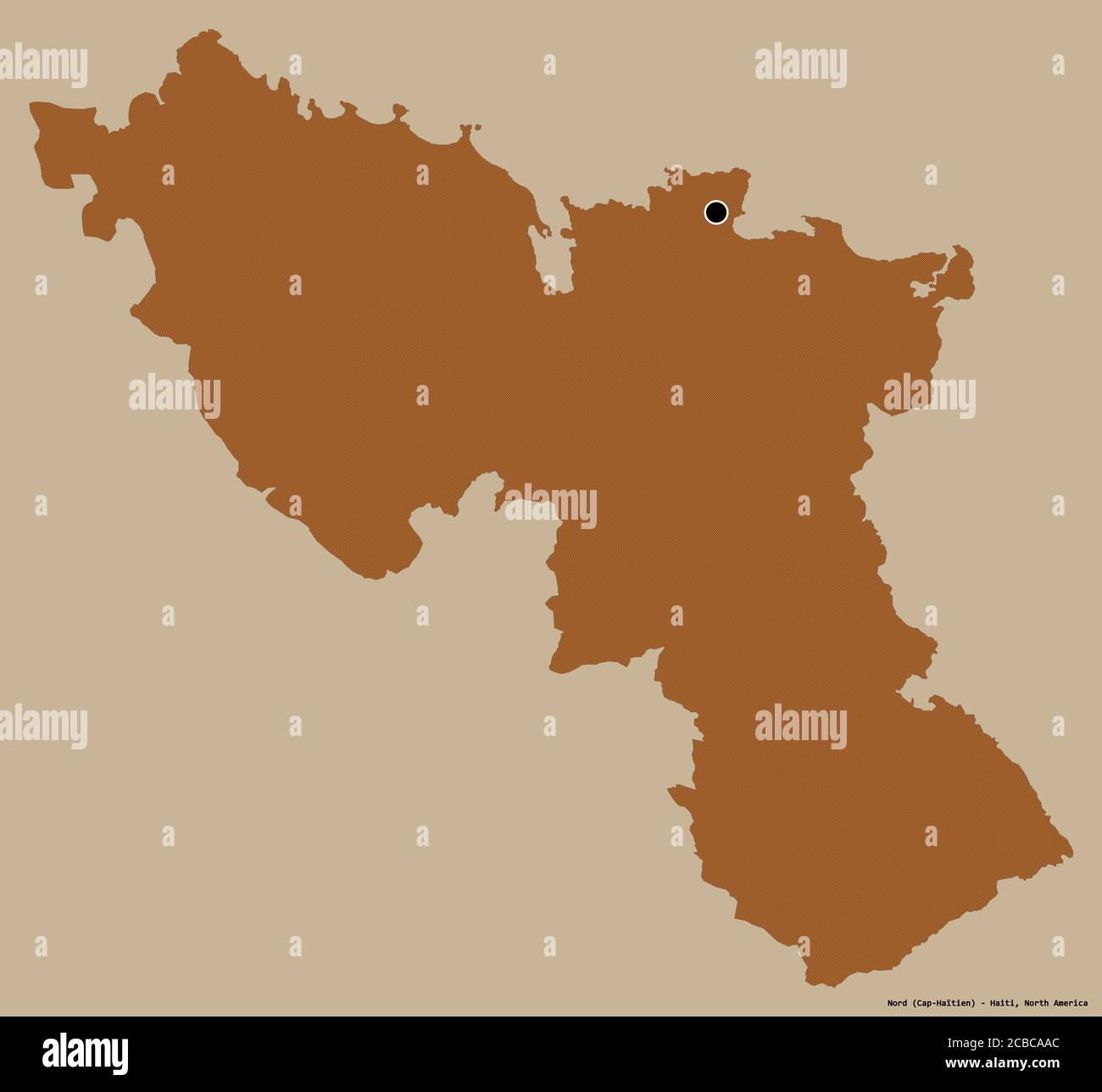 Shape of Nord, department of Haiti, with its capital isolated on a ...