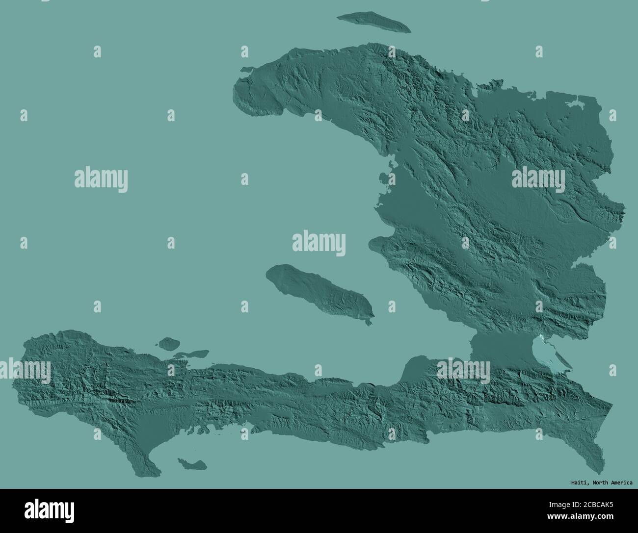 Shape of Haiti with its capital isolated on a solid color background ...