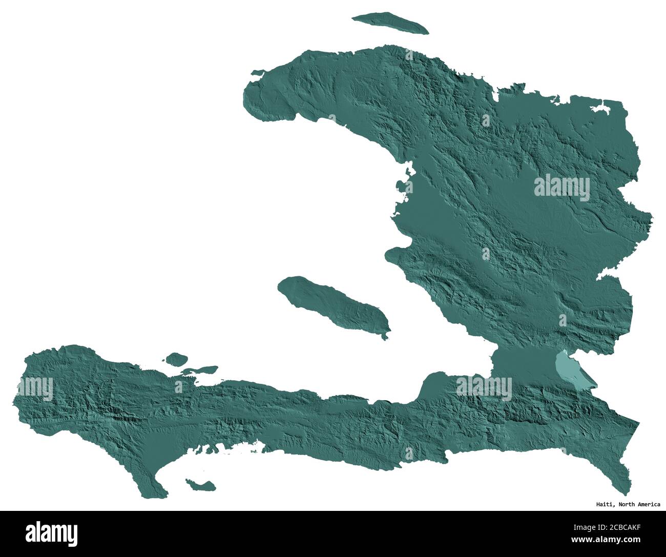 Shape of Haiti with its capital isolated on white background. Colored ...