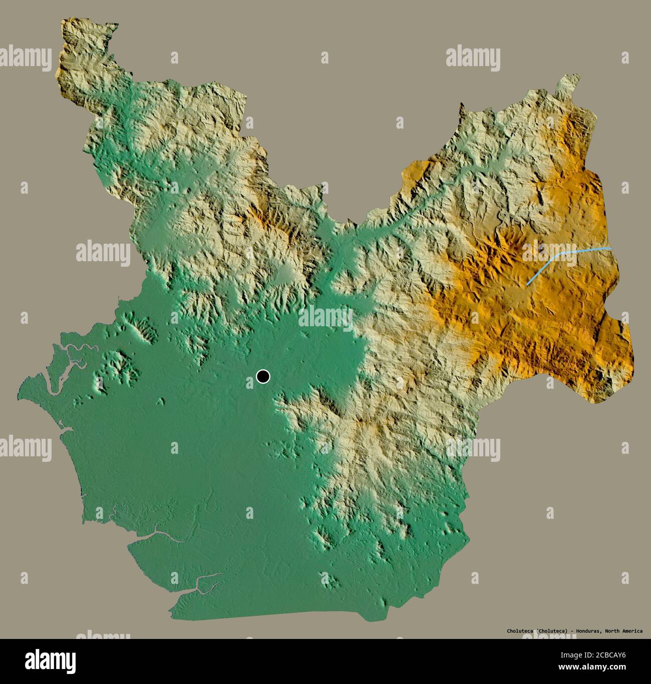 Shape of Choluteca, department of Honduras, with its capital isolated ...