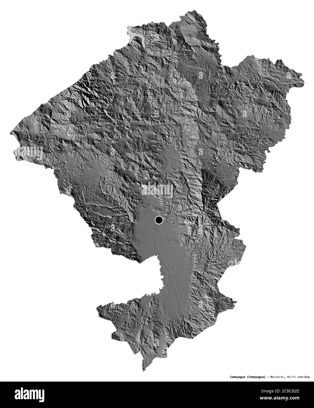Shape of Comayagua, department of Honduras, with its capital isolated ...