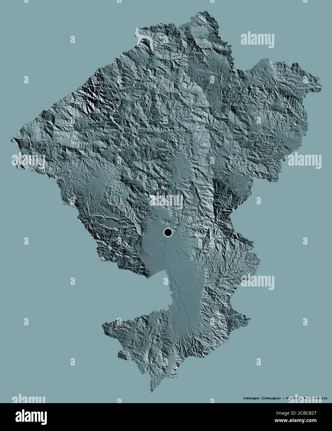 Shape of Comayagua, department of Honduras, with its capital isolated ...
