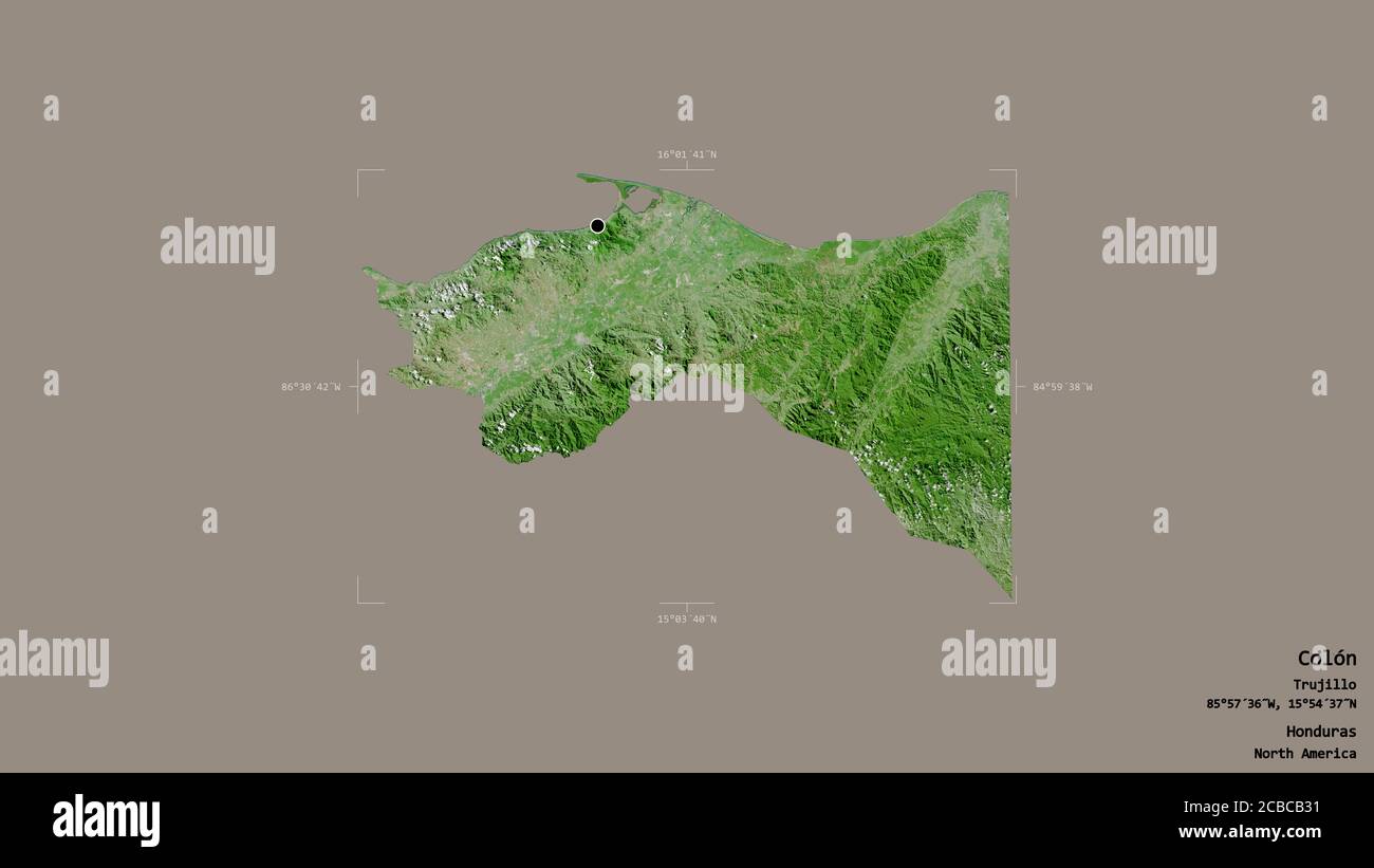 Area of Colón, department of Honduras, isolated on a solid background ...