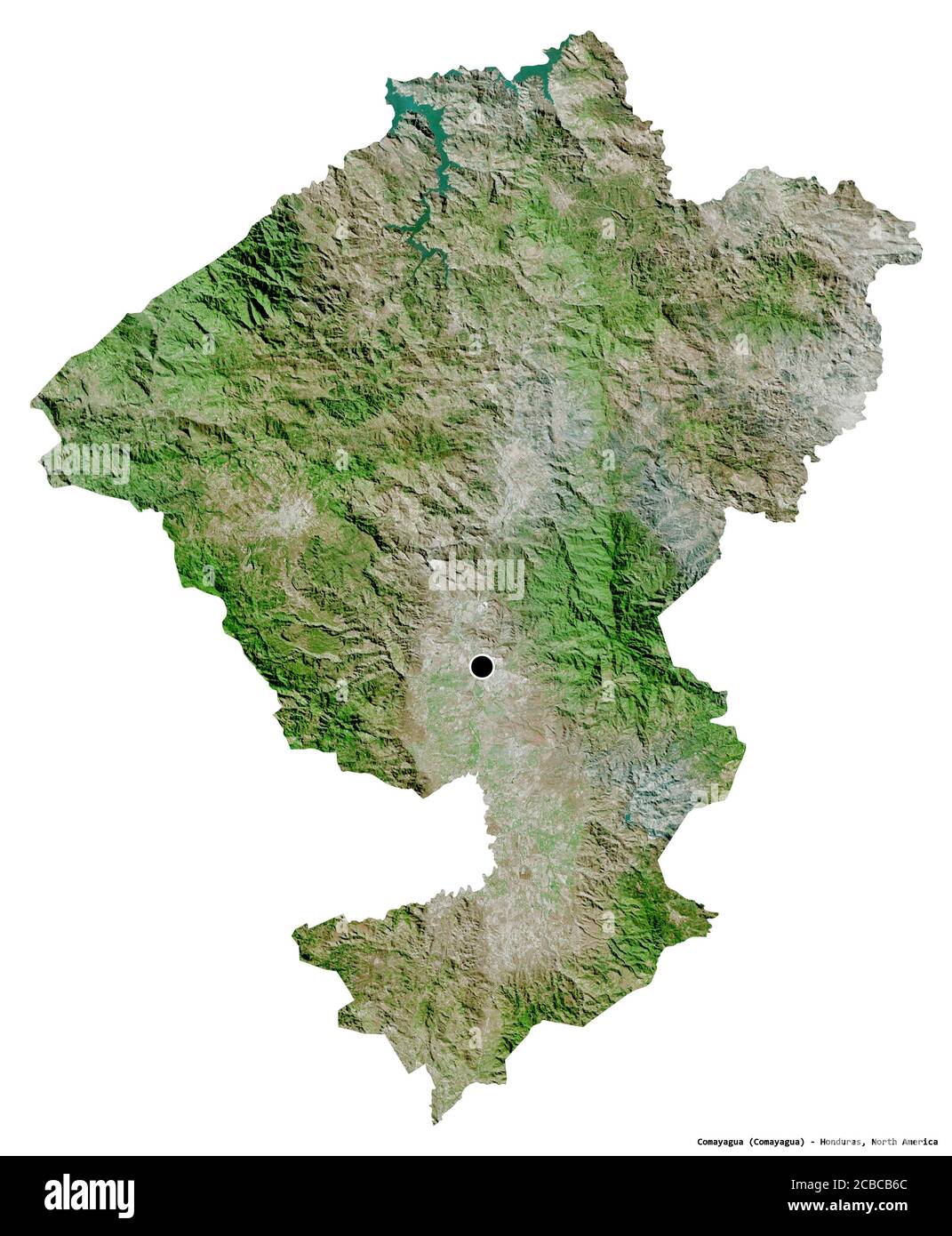 Shape of Comayagua, department of Honduras, with its capital isolated ...