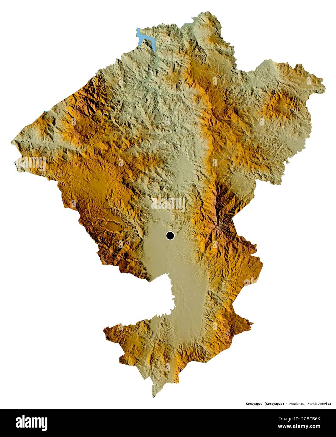Shape of Comayagua, department of Honduras, with its capital isolated ...