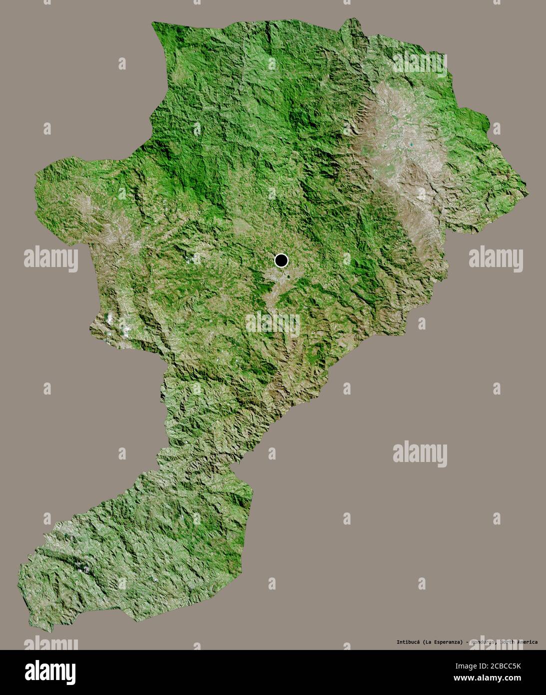 Shape of Intibucá, department of Honduras, with its capital isolated on ...