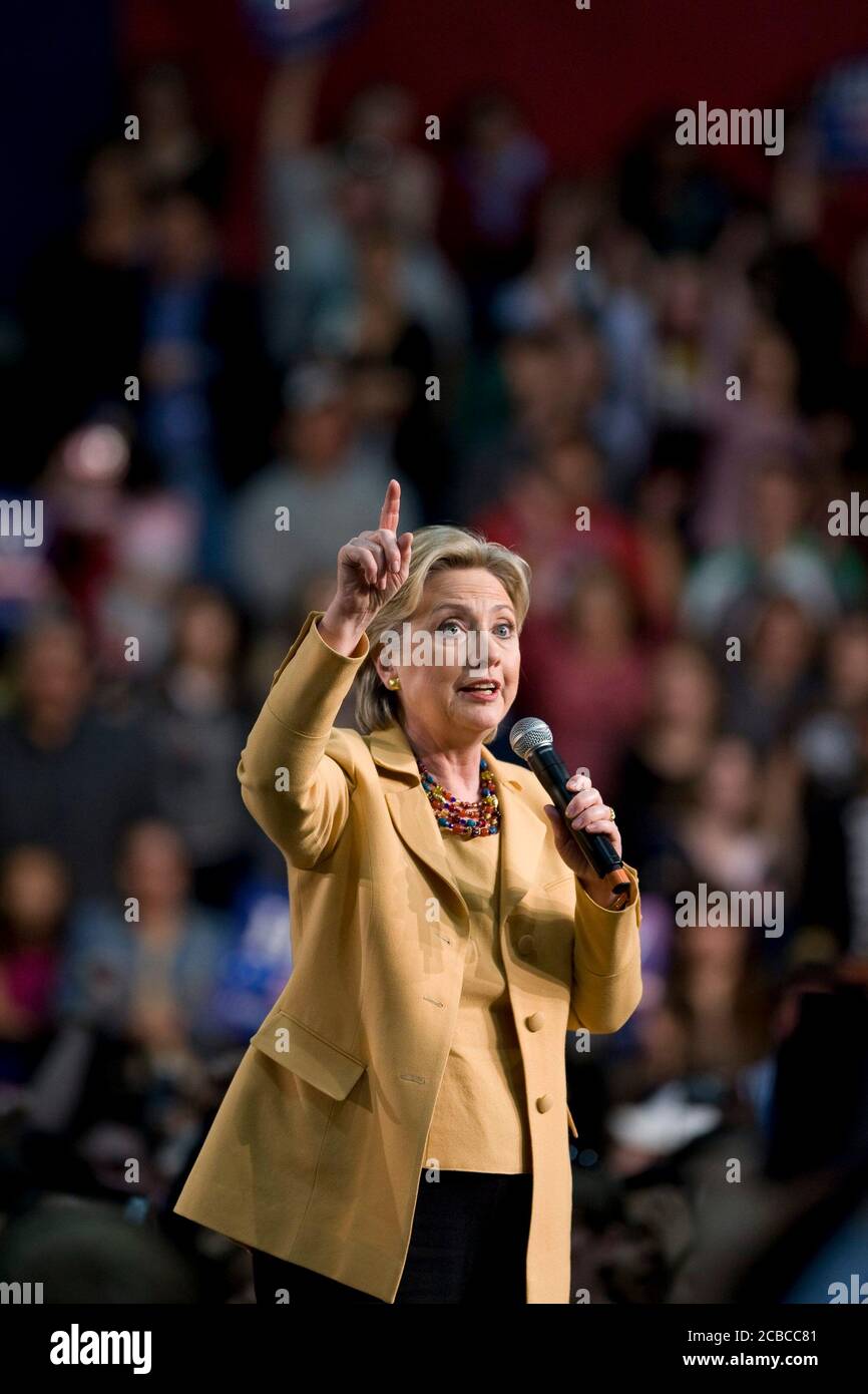 San Antonio, Texas. USA, February 13 2008: U.S. Senator Hillary Clinton ...