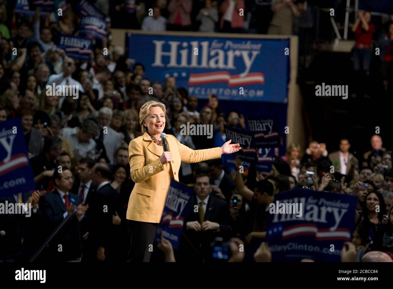 San Antonio, Texas. USA, February 13 2008: U.S. Senator Hillary Clinton ...