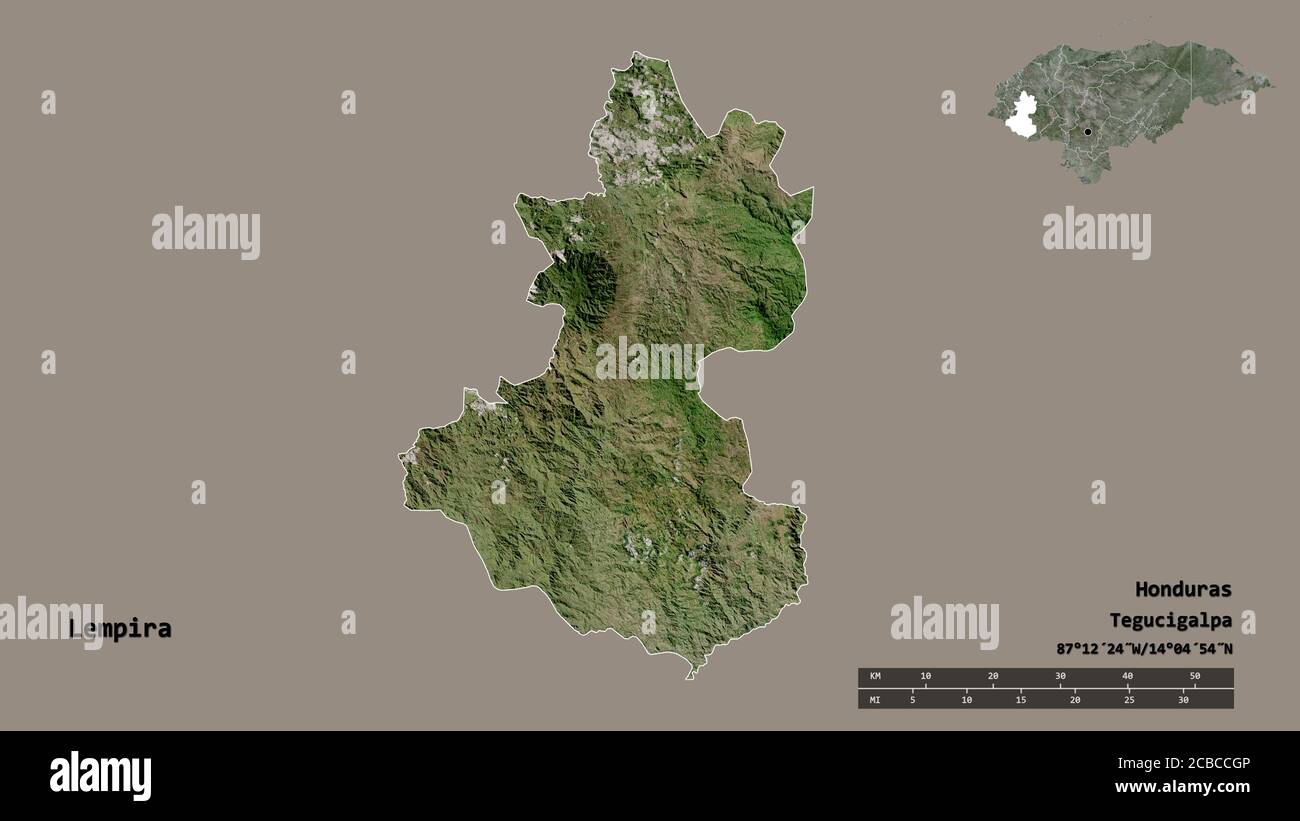 Shape of Lempira, department of Honduras, with its capital isolated on ...