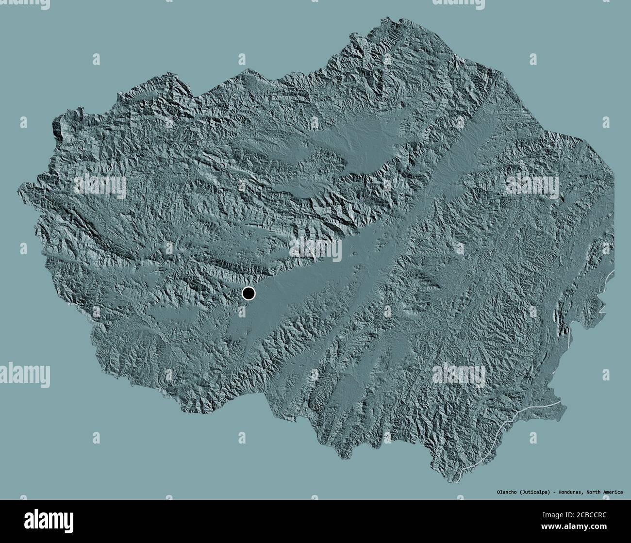 Shape of Olancho, department of Honduras, with its capital isolated on ...