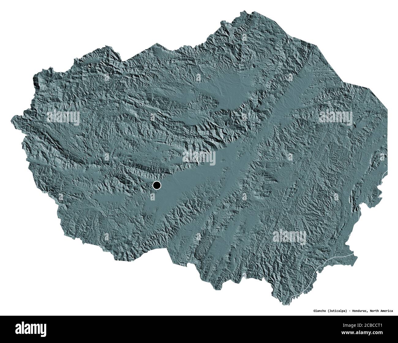 Shape of Olancho, department of Honduras, with its capital isolated on ...