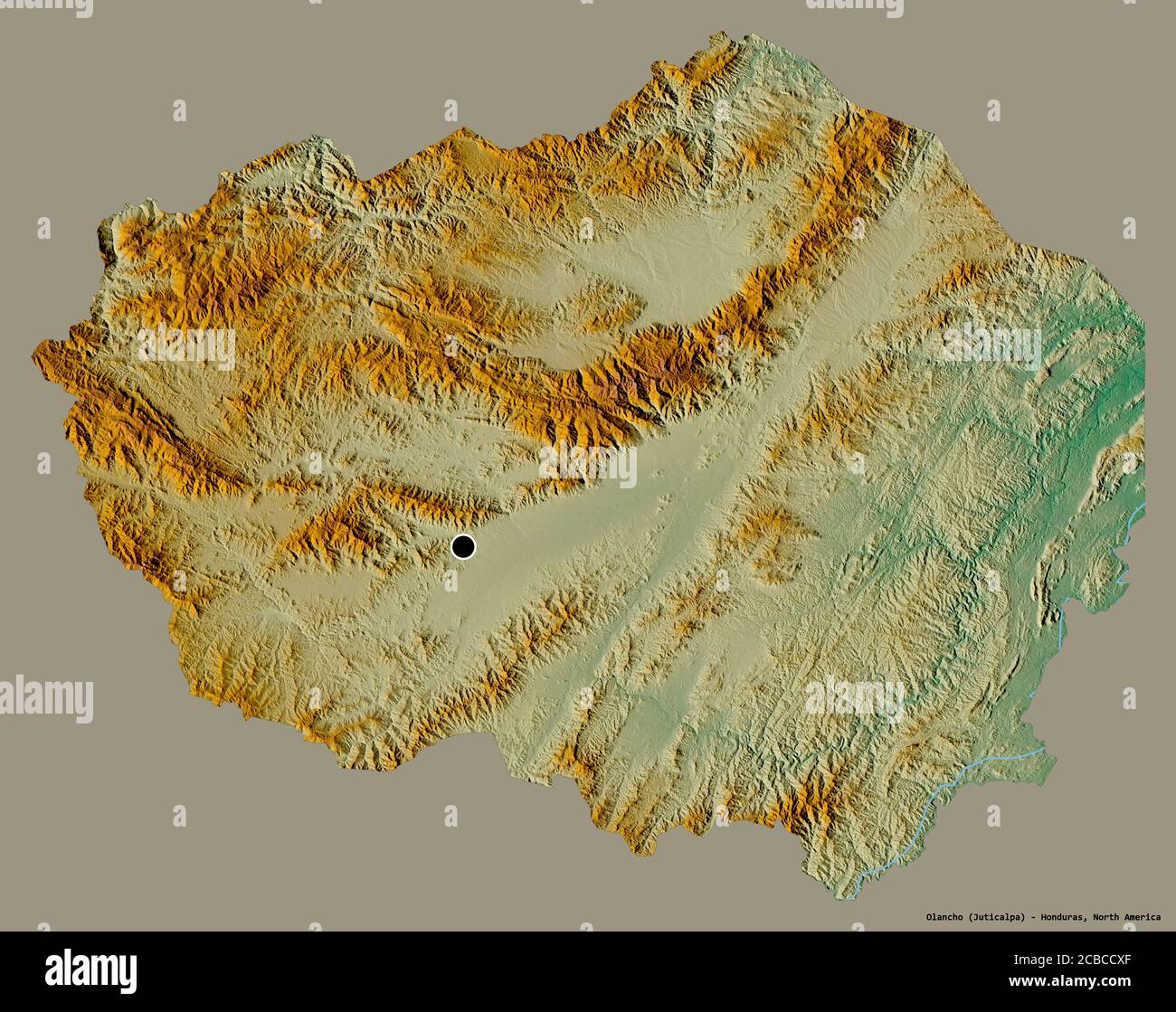 Shape of Olancho, department of Honduras, with its capital isolated on ...