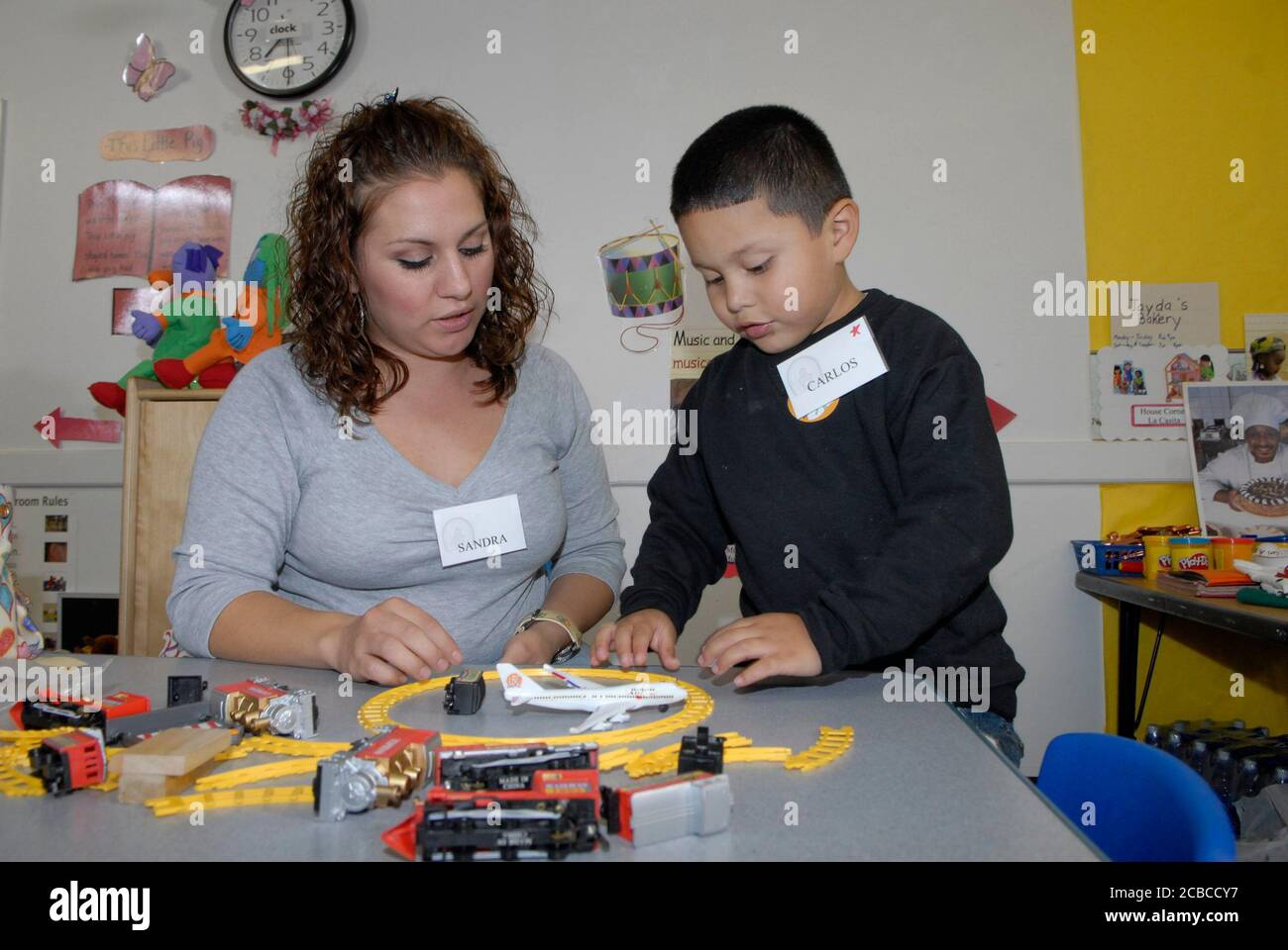San Antonio Texas USA: Working-class mother and pre-kindergarten son ...