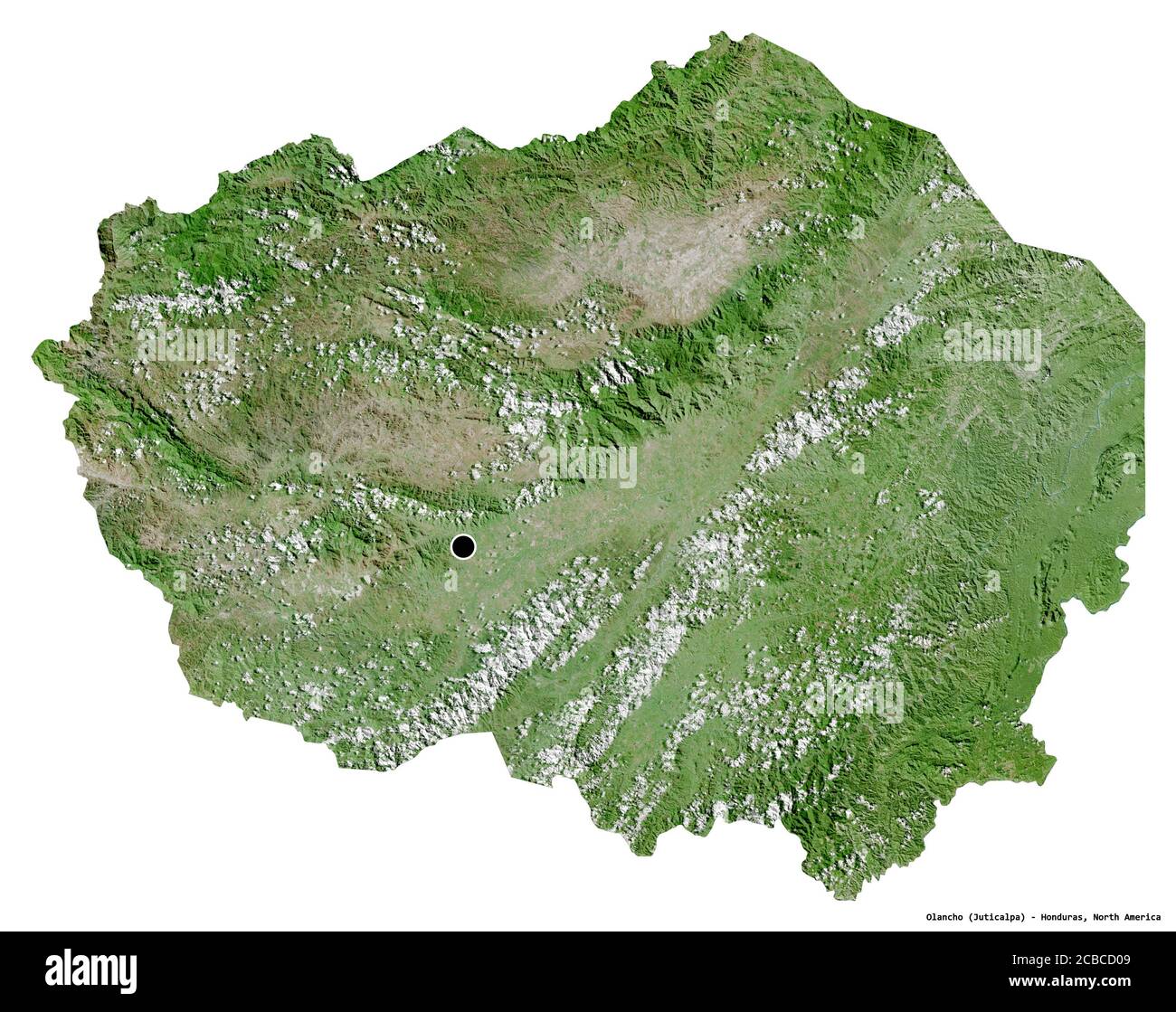 Shape of Olancho, department of Honduras, with its capital isolated on ...