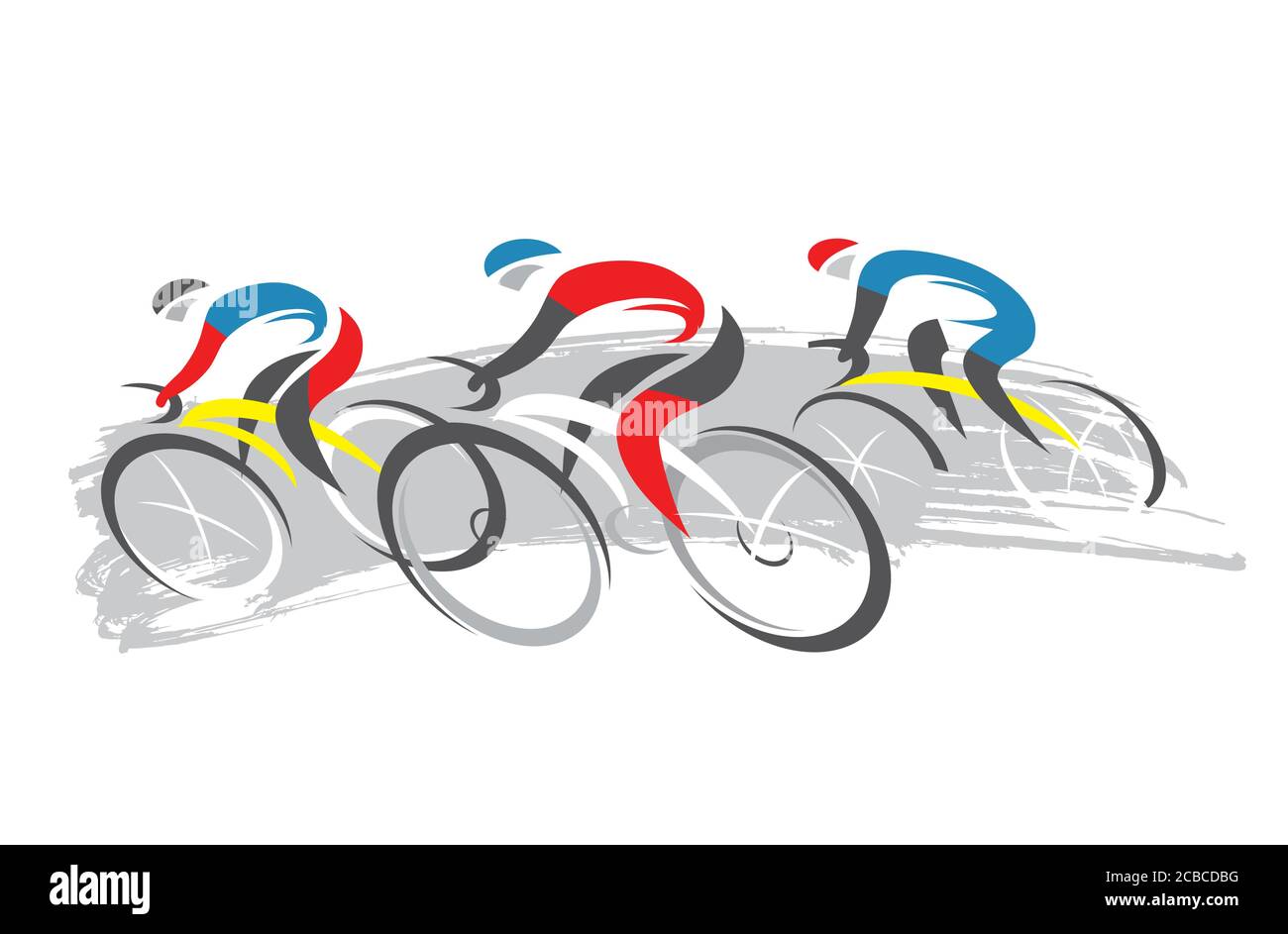Cycling race, competitors, full speed. Expressive stylized colorful ...