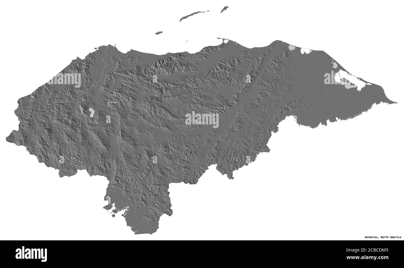 Shape of Honduras with its capital isolated on white background ...
