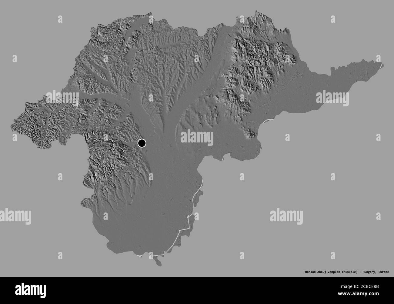 Shape of Borsod-Abaúj-Zemplén, county of Hungary, with its capital ...