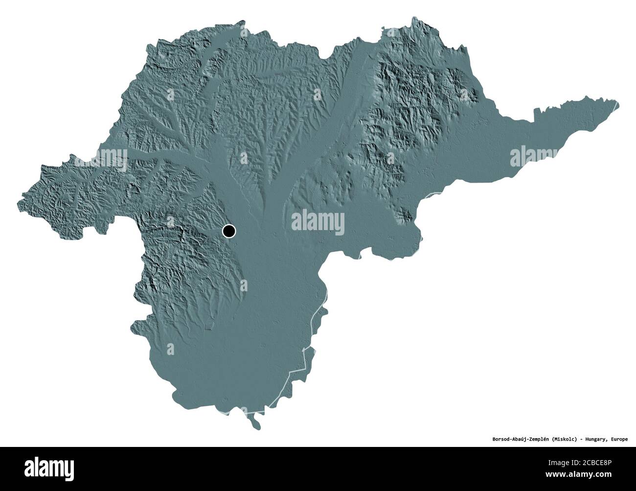 Shape of Borsod-Abaúj-Zemplén, county of Hungary, with its capital ...