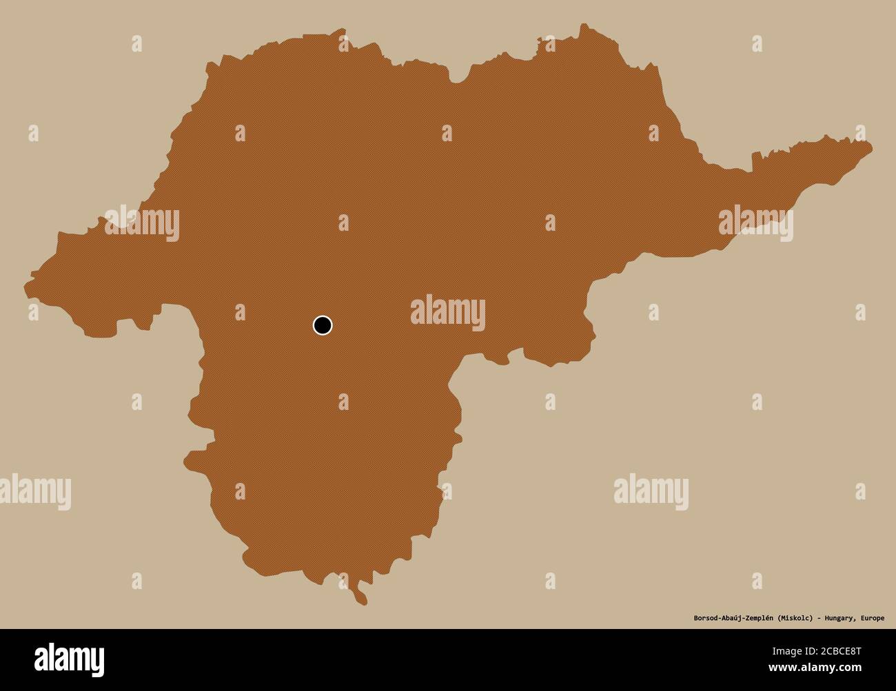 Shape of Borsod-Abaúj-Zemplén, county of Hungary, with its capital ...