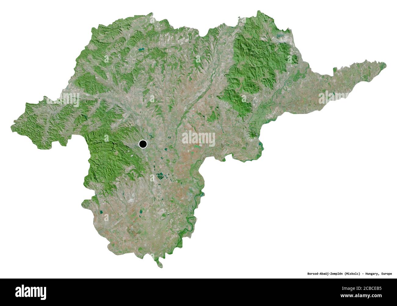 Shape of Borsod-Abaúj-Zemplén, county of Hungary, with its capital ...